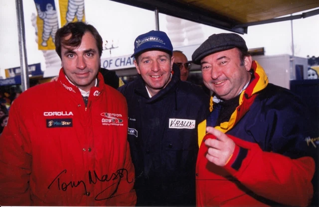 FOTOGRAFIA ORIGINALE FIRMATA Tony Mason Con Carlos Sainz Toyota Rally ...