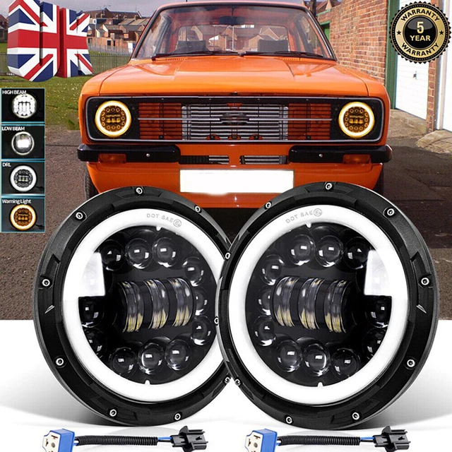 PAIR 7& INCH Round LED Headlights Angel Eyes Halo Hi/Lo Beam For Ford ...