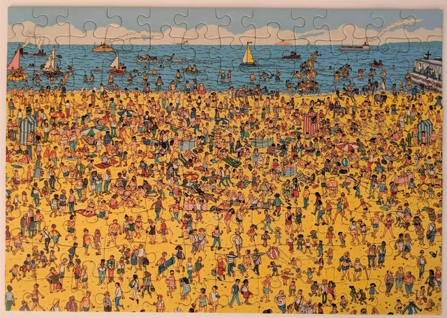 VINTAGE GREAT AMERICAN Puzzle Company WHERE'S WALDO? ON THE BEACH 100pc ...