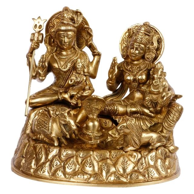 STATUE FIGURINE SCULPTURE De La Famille Shiv En Laiton Shiva Parvati Ganesha EUR 623,71 ...