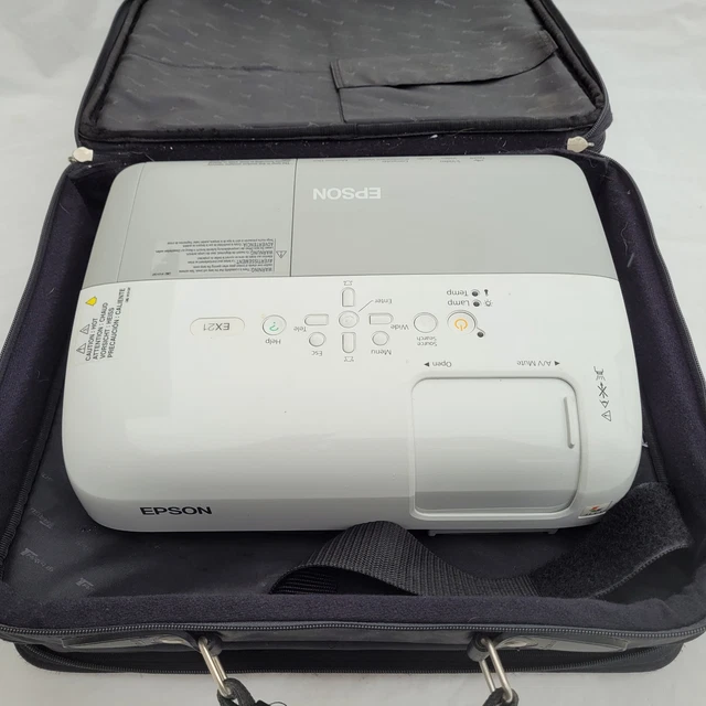 EPSON PROJECTOR H283A LCD portatile SVGA 3LCD bianco con custodia cavi ...