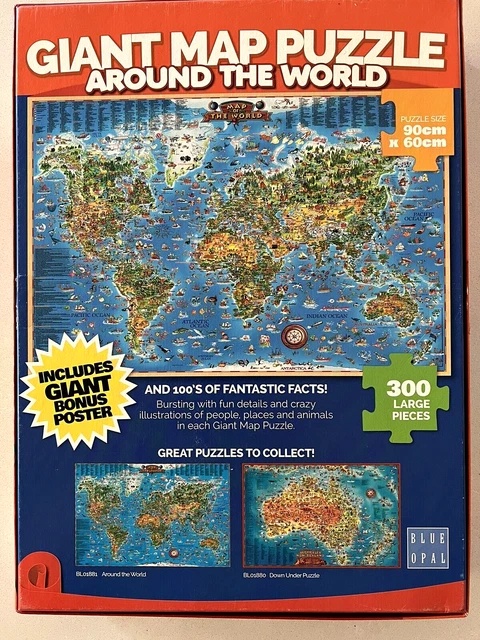GIANT MAP OF the World Jigsaw Puzzle - 300 Large Pieces - Blue Opal As ...