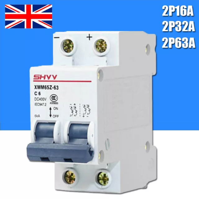 DC 2P MINI Circuit Breaker Solar MCB Double Pole Fuse Offgrid GEYA UK ...