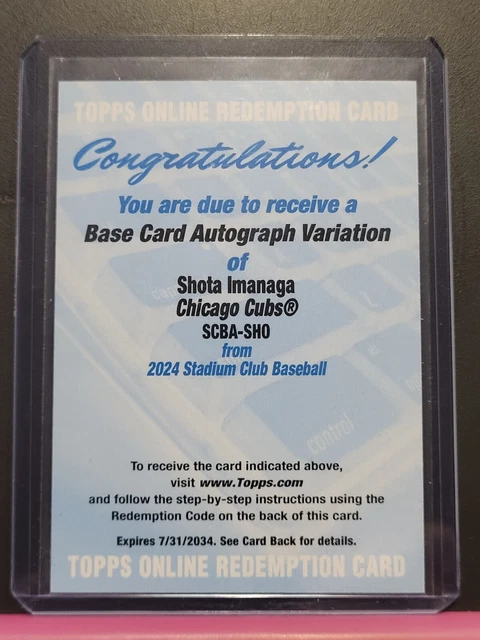 TOPPS STADIUM CLUB 2024 Shota Imanaga Chicago Cubs Autograph Redemption ...