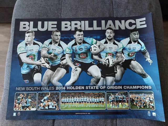NRL RUGBY LEAGUE NSW Blues Team 2014 State Of Origin Poster Limited ...