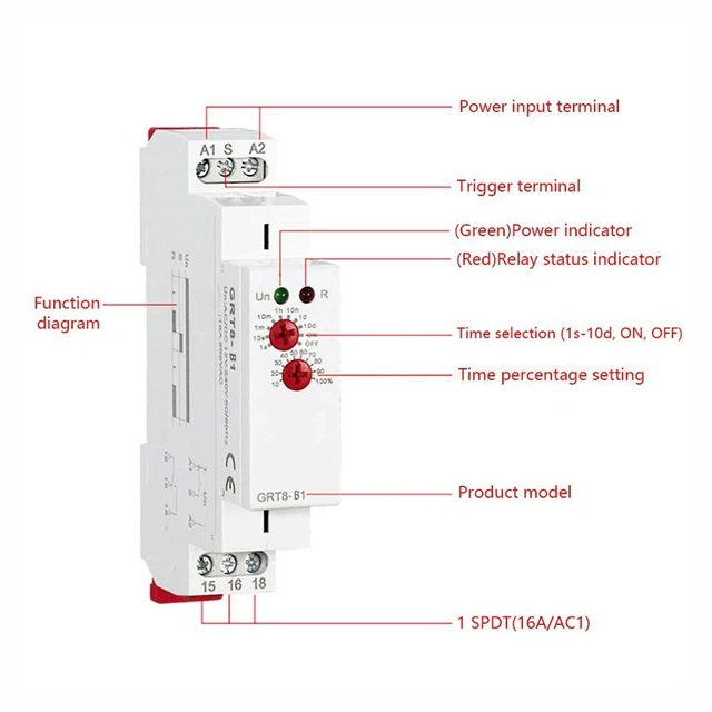 REGLER ZEITRELAIS INDUSTRIE Einzelfunktion GRT8-B1 LED Ausschaltverzögerung £19.77 - PicClick UK