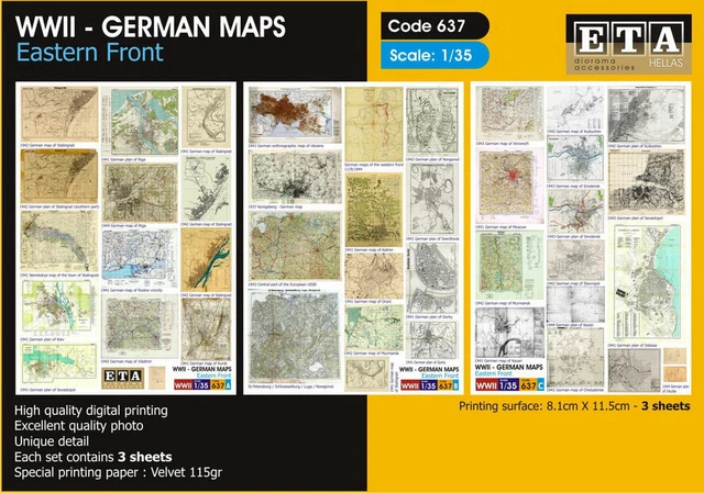 ETA DIORAMA 1/35 WWII German Maps, Eastern Front (3 sheets) $8.95 ...