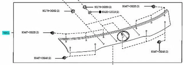 TOYOTA GENUINE 76801-52550-B0 Back Door Garnish SUB ASSY Outside AQUA ...