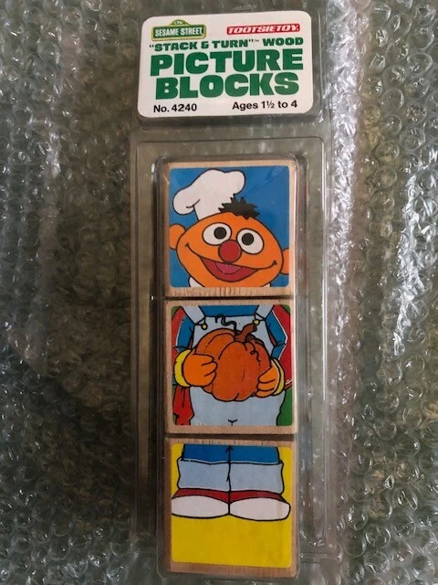 SESAME STREET STACK & Turn Wood Picture Blocks Ernie NIB 1991 ...