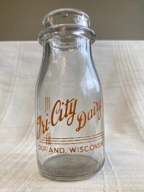 VINTAGE HALF PINT Milk Bottle Tri-City Dairy Durand Wisconsin Eau ...