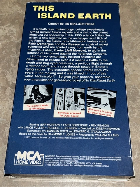THIS ISLAND EARTH sci-fi VHS Metaluna cult classic 1955 Rex Reason ...