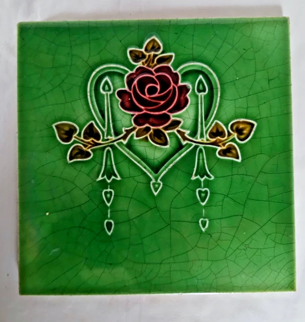 CHARMING ENGLISH Art Nouveau Antique 6 Inch Tile £36.00 - PicClick UK