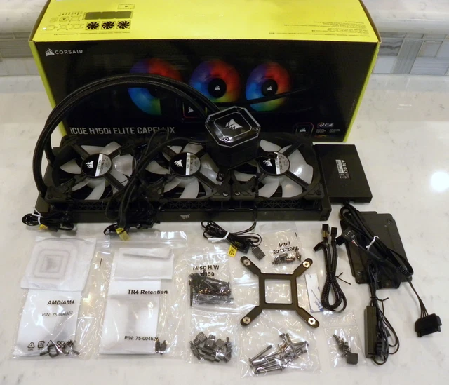 CORSAIR ICUE H150I Elite LCD Display Liquid 3-LED Fans CPU Cooler CW ...