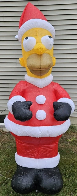 2002 GEMMY AIRBLOWN Inflatable Homer Simpson Santa 8' Tall Recoated for ...