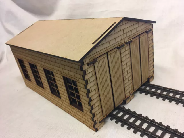 DOUBLE RAILWAY ENGINE Shed. Garage Model Kit MDF 235mm X 160mm. OO/HO ...