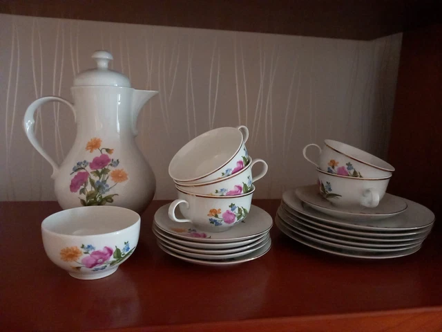 DDR KAFFEESERVICE FÜR 5 Personen Freiberger Porzellan EUR 35,00 - PicClick DE