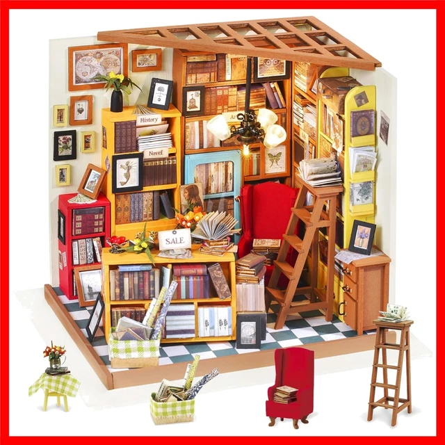 BEAUTIFUL SAM'S STUDY: DIY Miniature Book Store Dollhouse for Gift ...