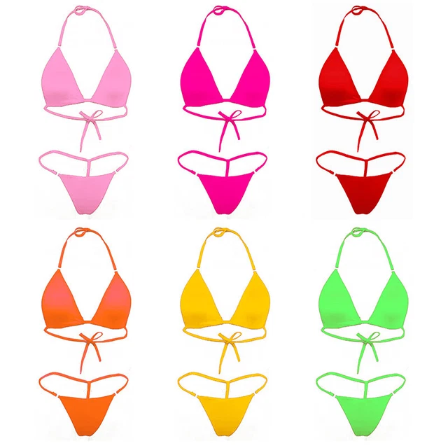SEXY WOMEN LINGERIE Swimwear Micro Mini Bikini G-string Thong Bra ...
