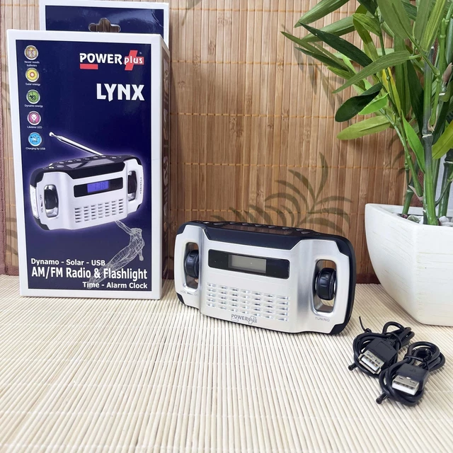 POWERPLUS LYNX SOLAR & Wind-Up Powered FM Radio with Integrated Torch ...