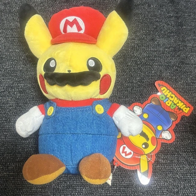 NINTENDO MARIO X Pikachu Pokemon Center Original Plush Doll Game Anime ...