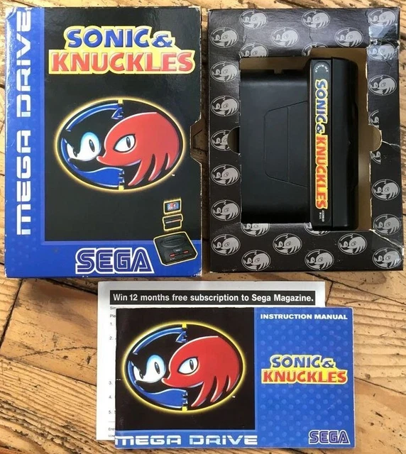 SONIC & KNUCKLES Complete Cardboard Box Notice Sega Megadrive Pal Euro ...
