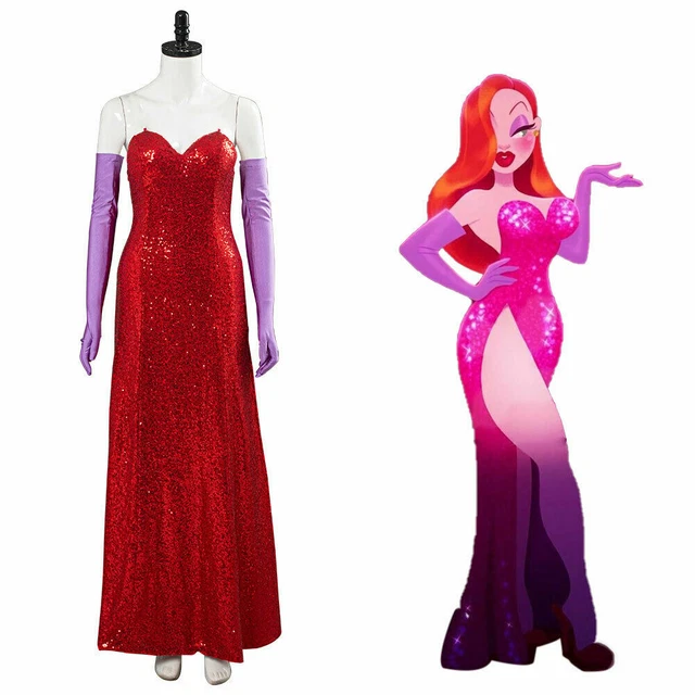WHO FRAMED ROGER Rabbit Jessica Rabbit Cosplay Costume Women Red Dress ...