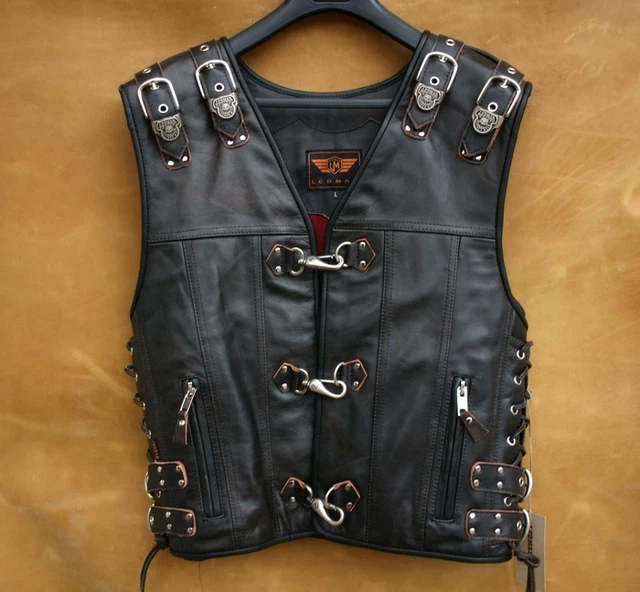 MOTORRADWESTE, LEDERWESTE, ROCKERWESTE, Kutte, Bikerweste 100% Leder ...