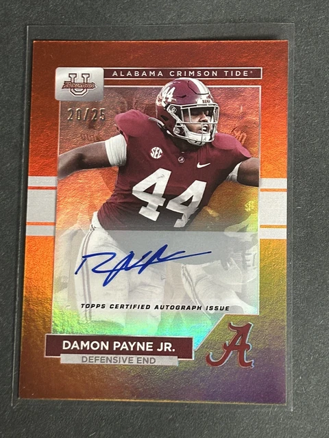 AUTOGRAPHE 2023 BOWMAN University Alabama Orange Damon Payne Jr. #'d 20 ...