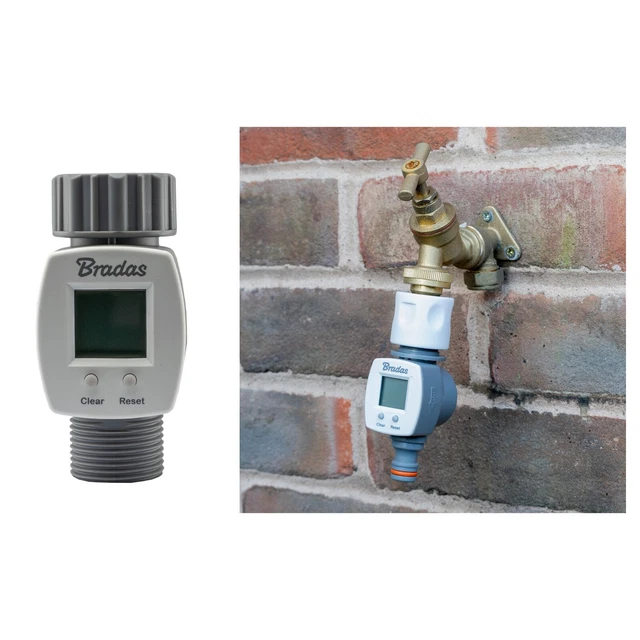 GARDEN TAP WATER Flow Meter Counter Measure with Quick Connect or ...