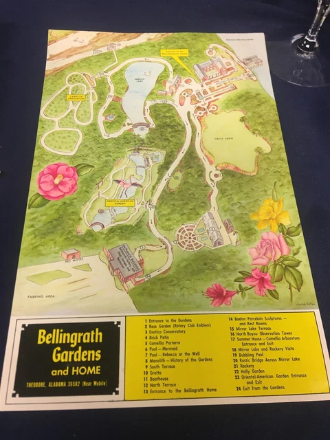 CARTE/BROCHURE MOBILE ORIGINALE des jardins de Bellingrath des années ...