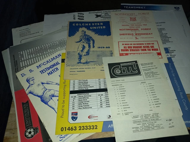 ASSORTED FOOTBALL PROGRAMMES and Team Sheets from 1960s Onwards £0.99 ...