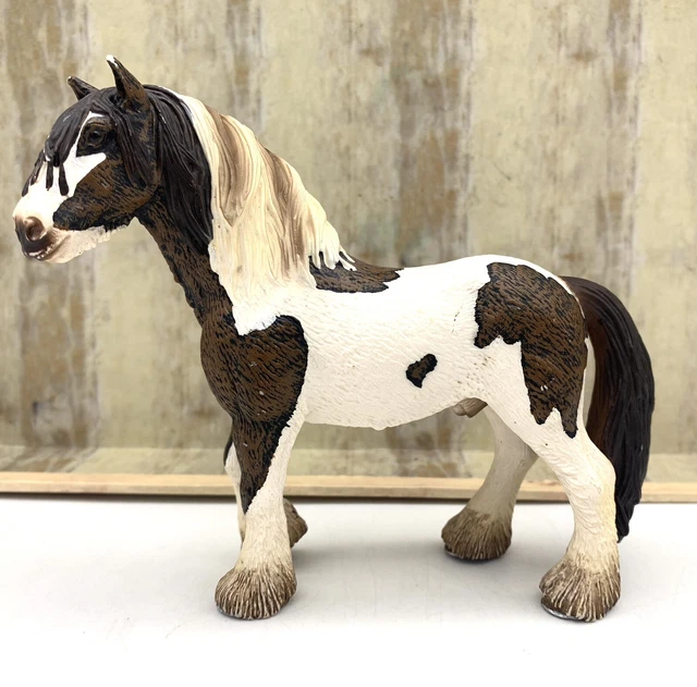 SCHLEICH TINKER STALLION Brown White Horse Realistic Animal Figure 2007 ...