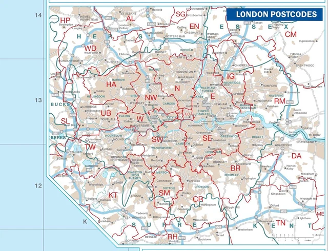 MAP MARKETING UK Postcode Areas Laminated Map BIPA EUR 47,86 - PicClick FR