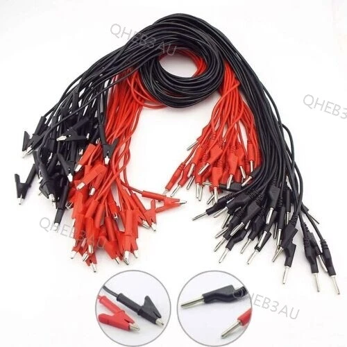 MULTIMETER TEST PROBE Lead Wire 4mm Banana Plug to Crocodile Alligator ...