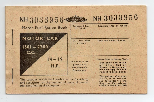 MOTOR FUEL RATION Book 70's Complete Unused For 1501-2200 cc £3.83 ...