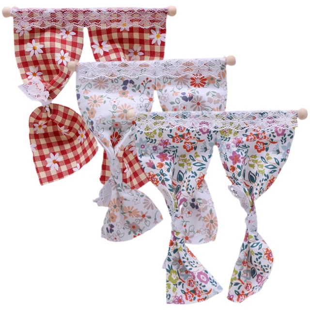 3PCS MINI HOUSE Accessory DIY Modeling Toy Mini Lace Curtain ...