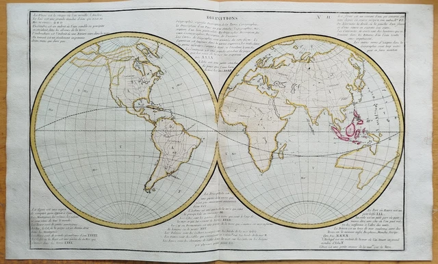 WORLD MAP CONTINENTS Oceans - Original Map Clouet - 1767 £55.74 ...