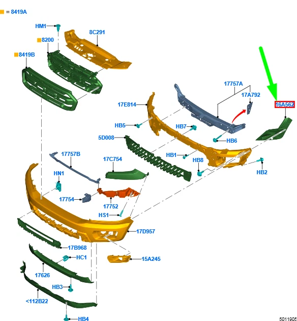 FORD RANGER T6 MK1 Front Right Bumper Splash Guard 2345394 NEW GENUINE ...