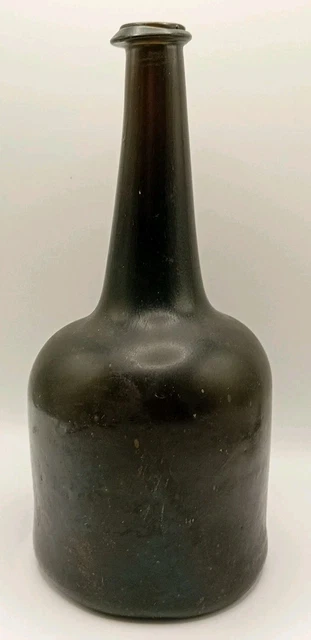OLD ANTIQUE BLACK Glass Wine Bottle Freeblown Stretched Neck A/f £49.99 ...