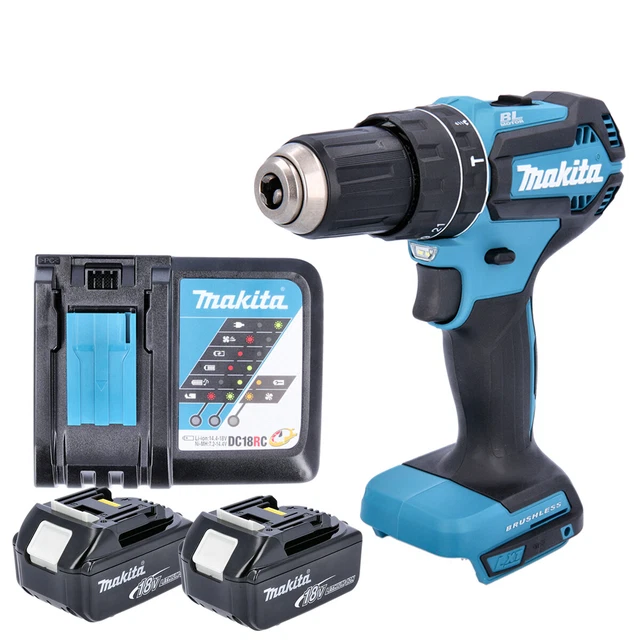 MAKITA DHP485 18V LXT Brushless Combi Drill with 2 x 6.0Ah Batteries ...