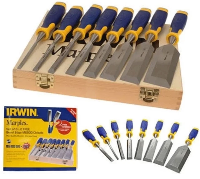 IRWIN MARPLES 8-PIECE Striking Cap Wood Chisel Set £28.07 - PicClick UK