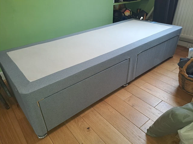 SMALL SINGLE DIVAN bed base in grey with two drawer storage £51.64 ...