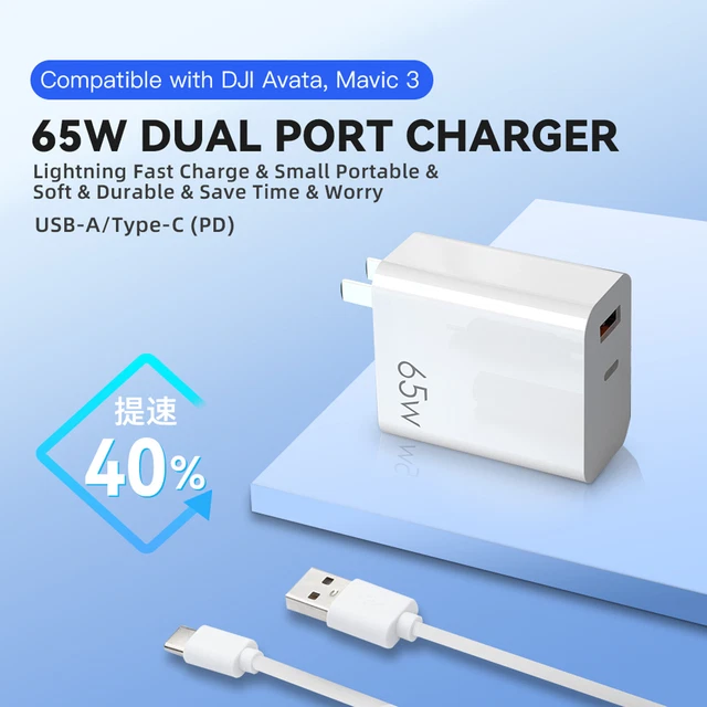 CHARGEUR 65W GAN PD QC3.0 Ports USB-C pour drone DJI Mavic 3/Avata EUR 25,31 - PicClick FR