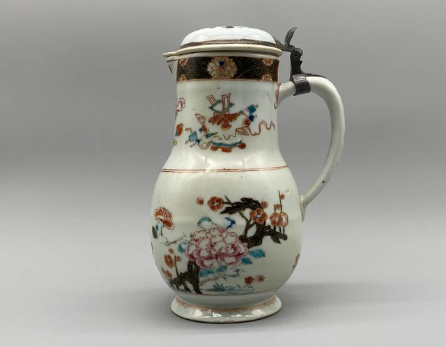 SUPERB C 1760 Famille Rose Enamelled Porcelain Jug and Cover, Qianlong ...