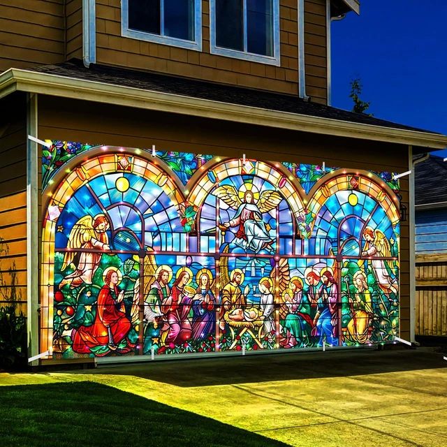 FUWEAVE CHRISTMAS LIGHTED Nativity Garage Door Decorations Nativity, £ ...