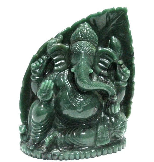 LORD GANESHA STATUE Main Fabriqué Aventurine Pierre Figurine God Idol ...