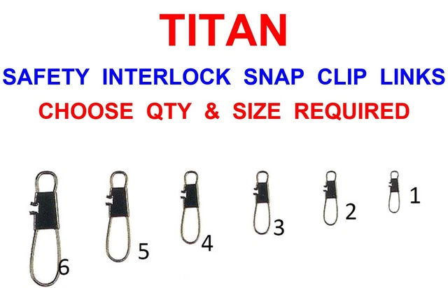 SAFETY INTERLOCK SNAP Clips Surf Sea Boat Fishing Bait Rig Zip Slider ...