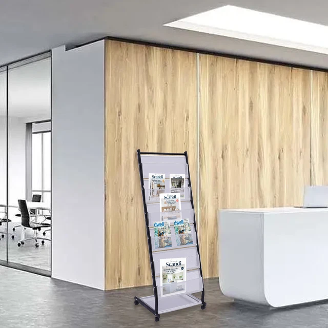 LITERATURE STAND MAGAZINE Rack Holder Floor Standing Brochure Display ...