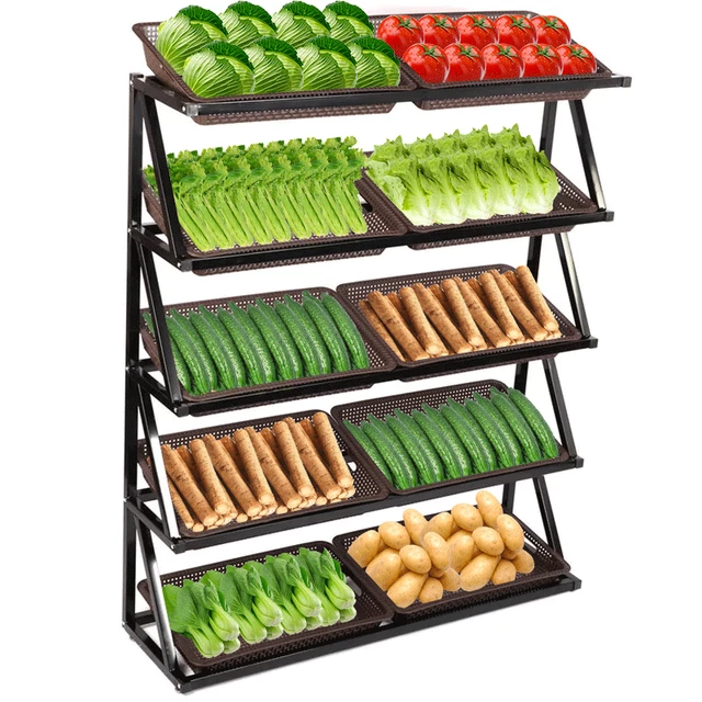 MARKET RETAIL DISPLAY Rack Shelf Merchandiser Fruit Vegetable Snack ...