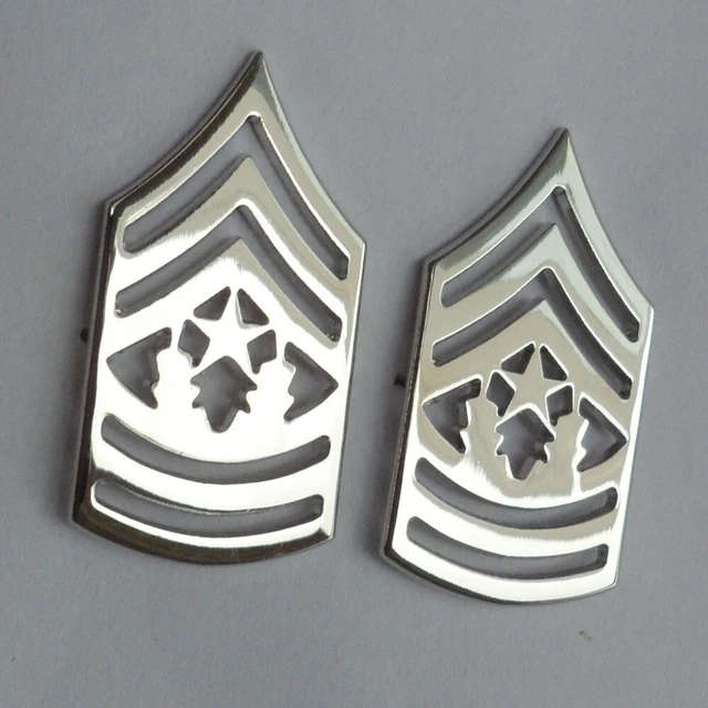 PAIR US ARMY Master Sergeant Rank Insignia E-8 U.S. Army Enlisted rank ...